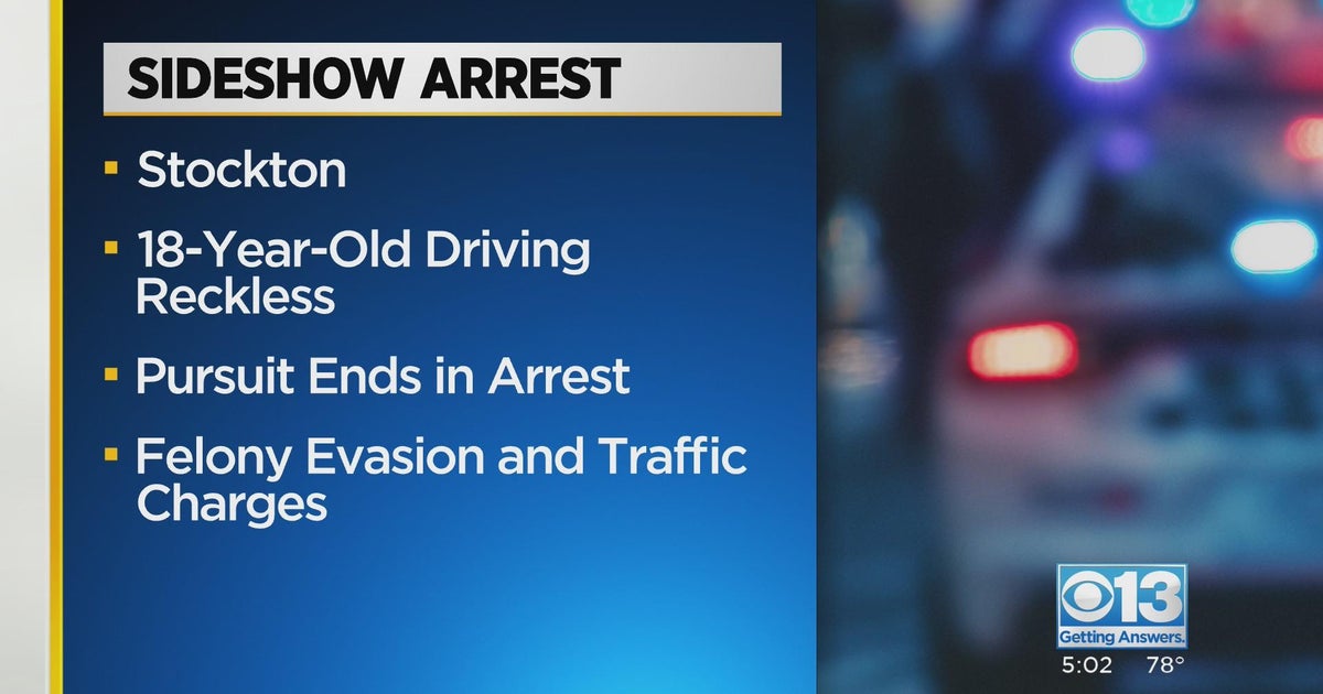 Stockton Teen Arrested For Fleeing Traffic Stop After Sideshow Cbs