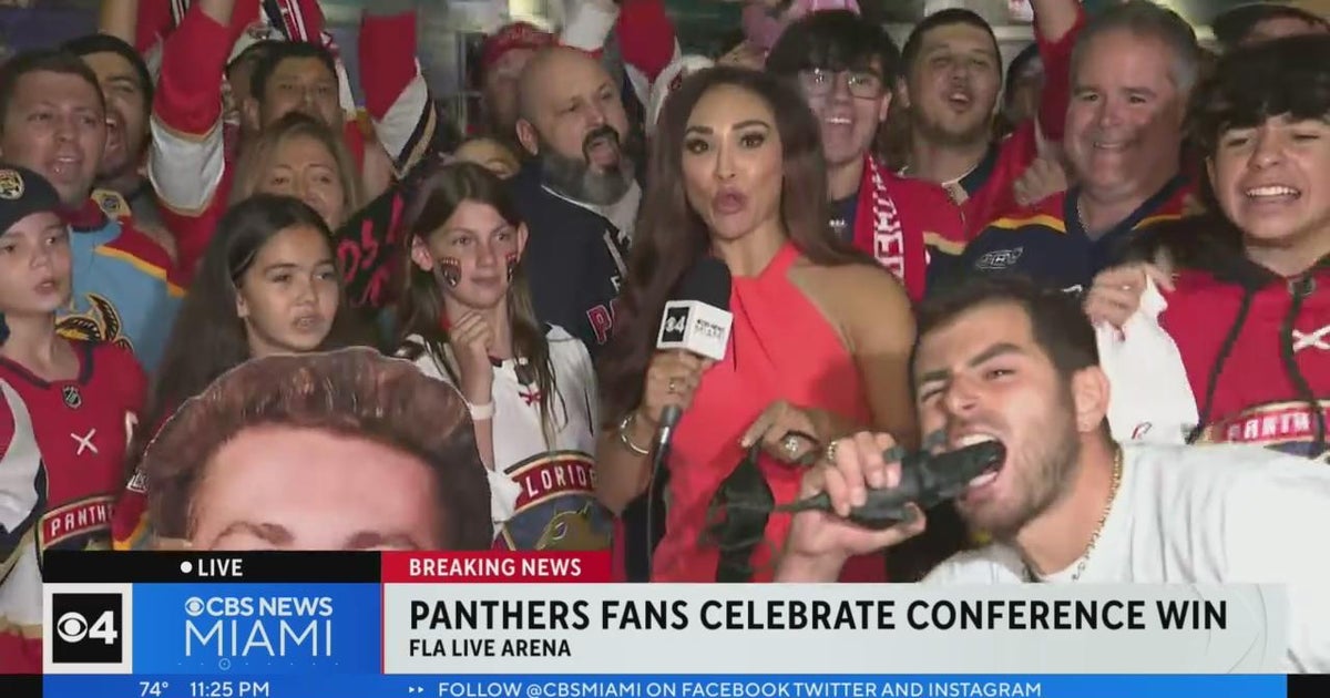 Panthers fans celebrate conference finals win - CBS Miami