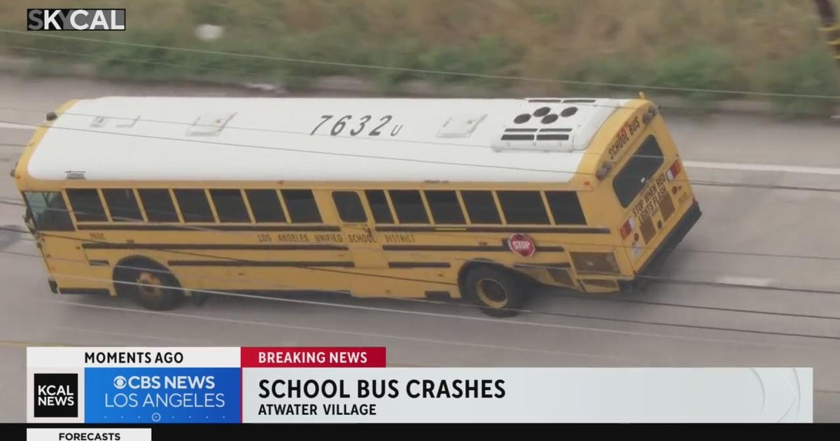 2 students suffer minor injuries after car rear-ends school bus - CBS ...