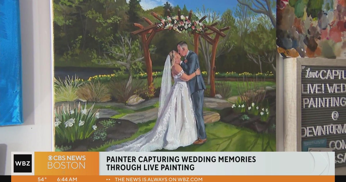 Live wedding painter captures special moments in a portrait - CBS Boston
