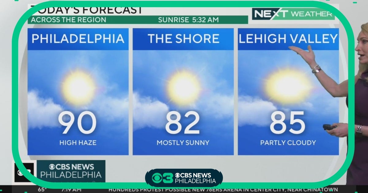 NEXT Weather: Hot, humid haze Sunday - CBS Philadelphia