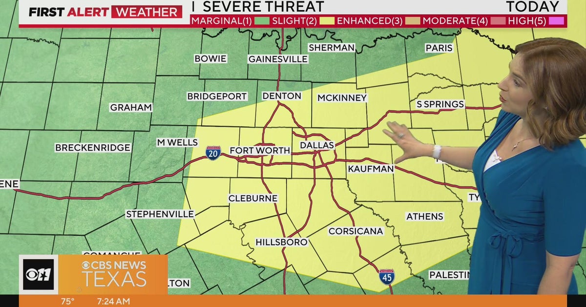 Sunday evening storms capable of large hail, damaging winds - CBS Texas