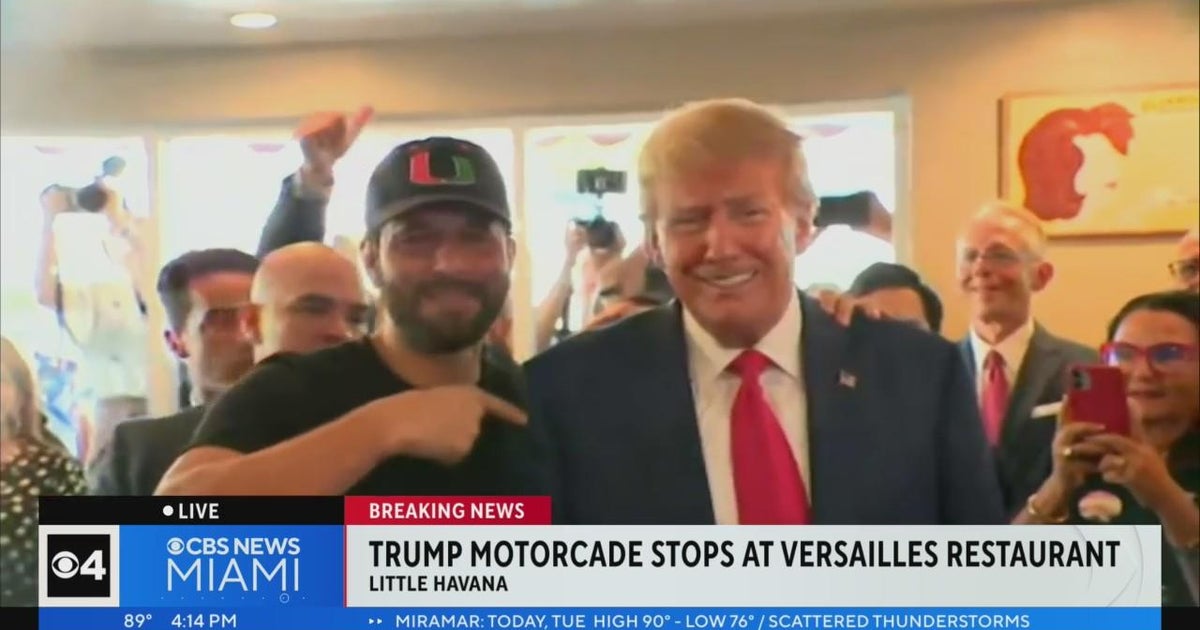 Former President Trump stops at Versailles Restaurant - CBS Miami