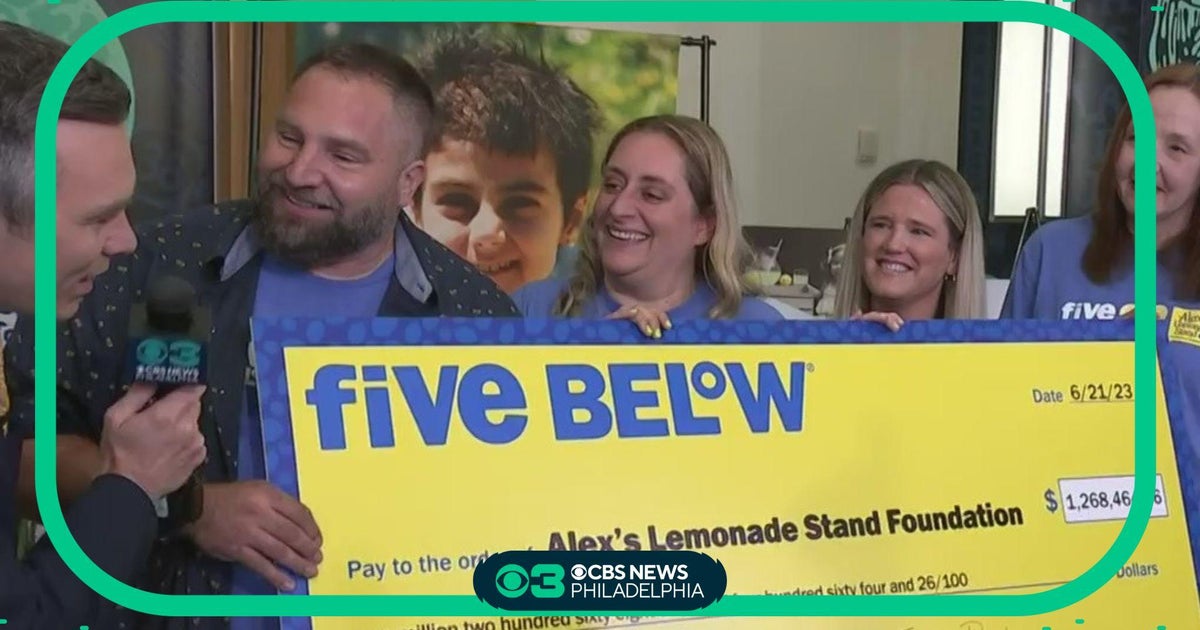 Five Below presents check to Alex's Lemonade Stand - CBS Philadelphia