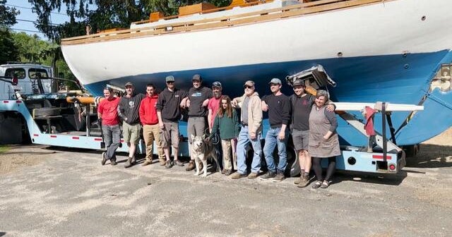 Man building his own boat finally reaches water - CBS News