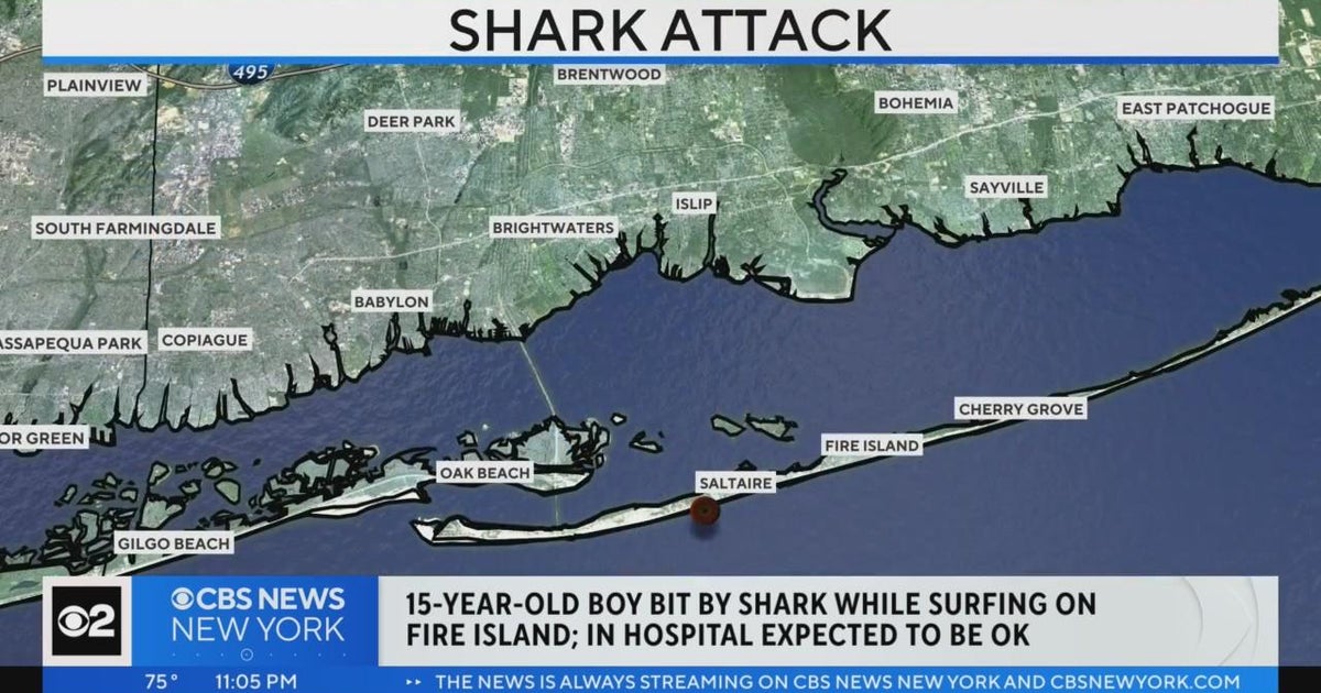 Police: 15-year-old bitten by shark off Fire Island - CBS New York