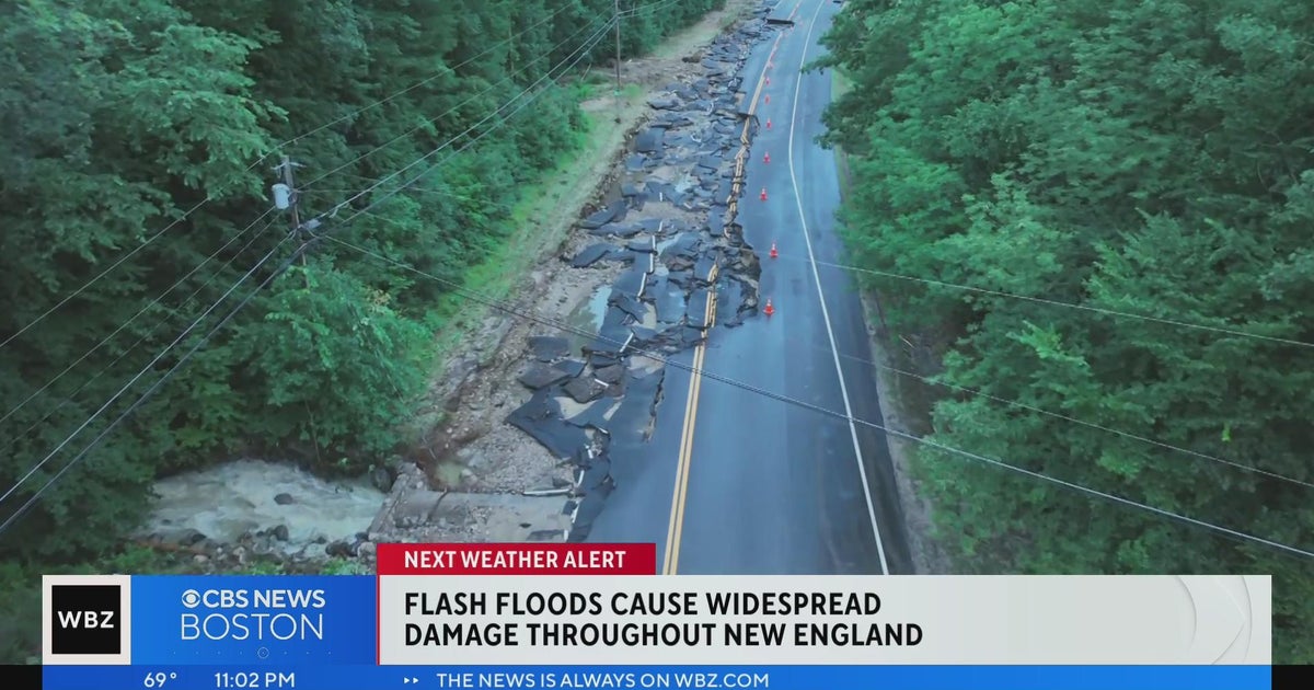 Flash floods wash out roads in New Hampshire - CBS Boston