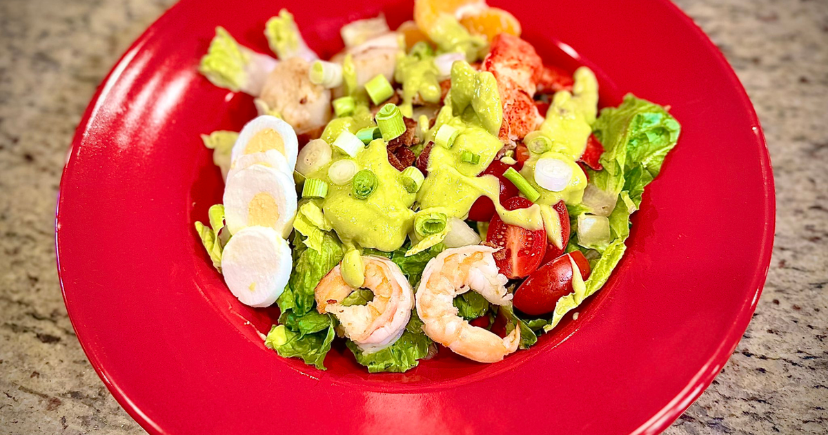 Cooking with Rania: Seafood Cobb Salad with Avocado Vinaigrette - CBS ...