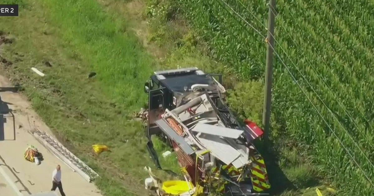 Fire engine crashes, rolls over in Hampshire; 4 injured - CBS Chicago