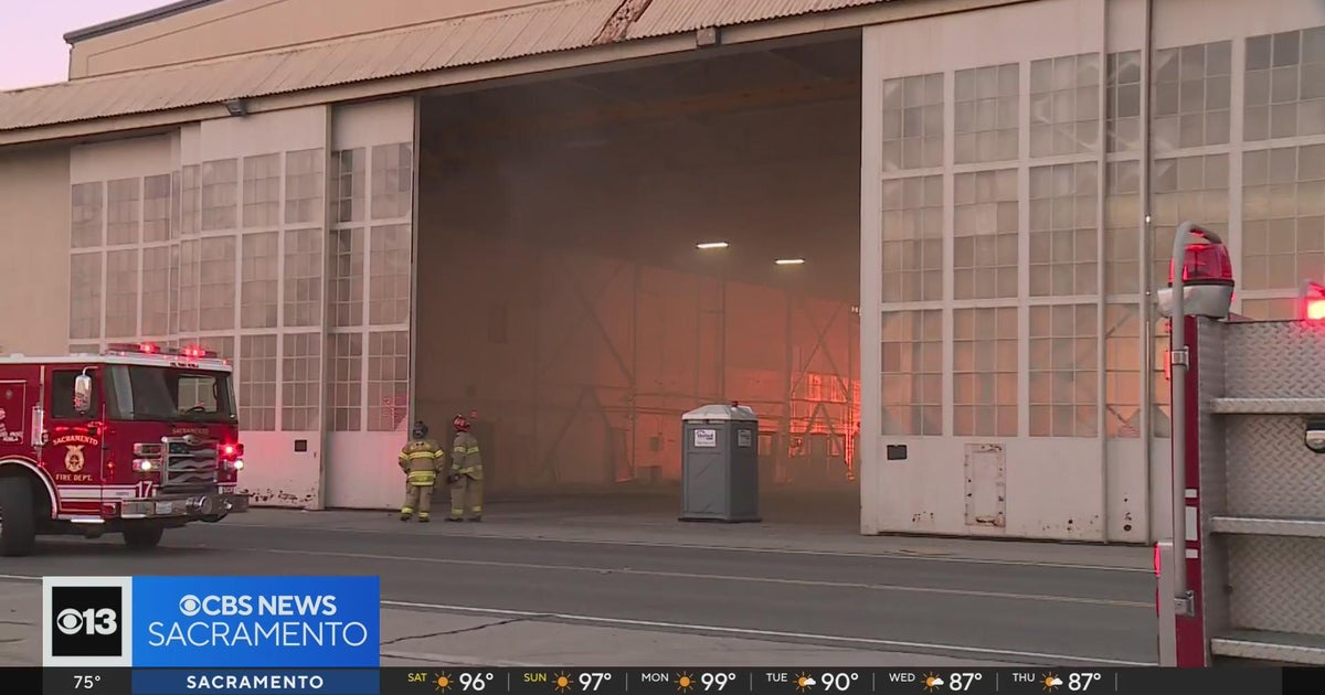 Old aircraft hangar at McClellan Park in Sacramento County catches fire ...