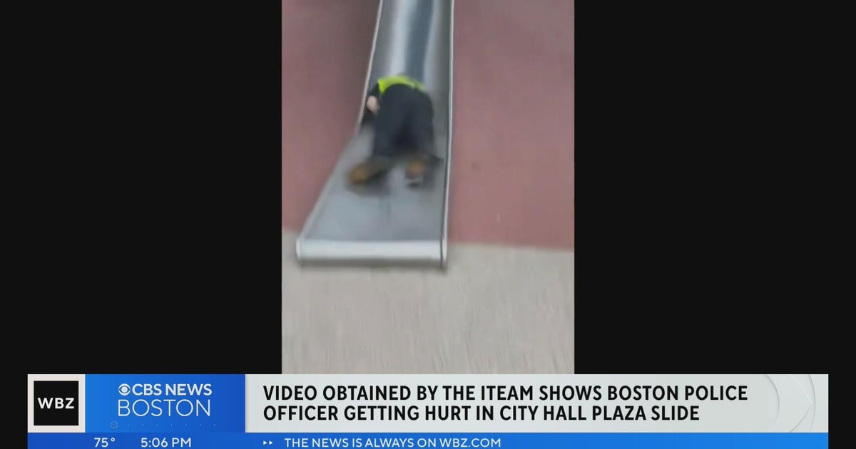 I-Team: Video shows BPD officer get injured on City Hall slide - CBS Boston