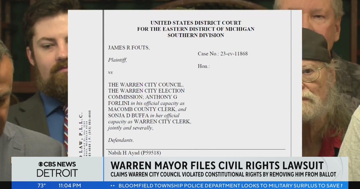 Mayor Jim Fouts speaks lawsuit against Warren City Council - CBS Detroit