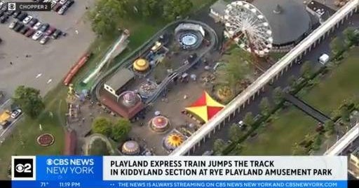Playland Express train jumps track at Rye Playland amusement park - CBS ...