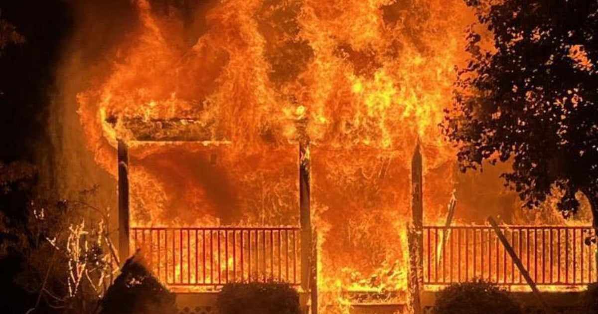 House on Schiller Road in Dedham goes up in flames - CBS Boston