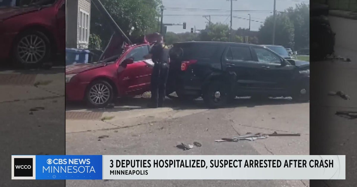 3 deputies hospitalized after suspect crashes SUV into squad cars - CBS ...