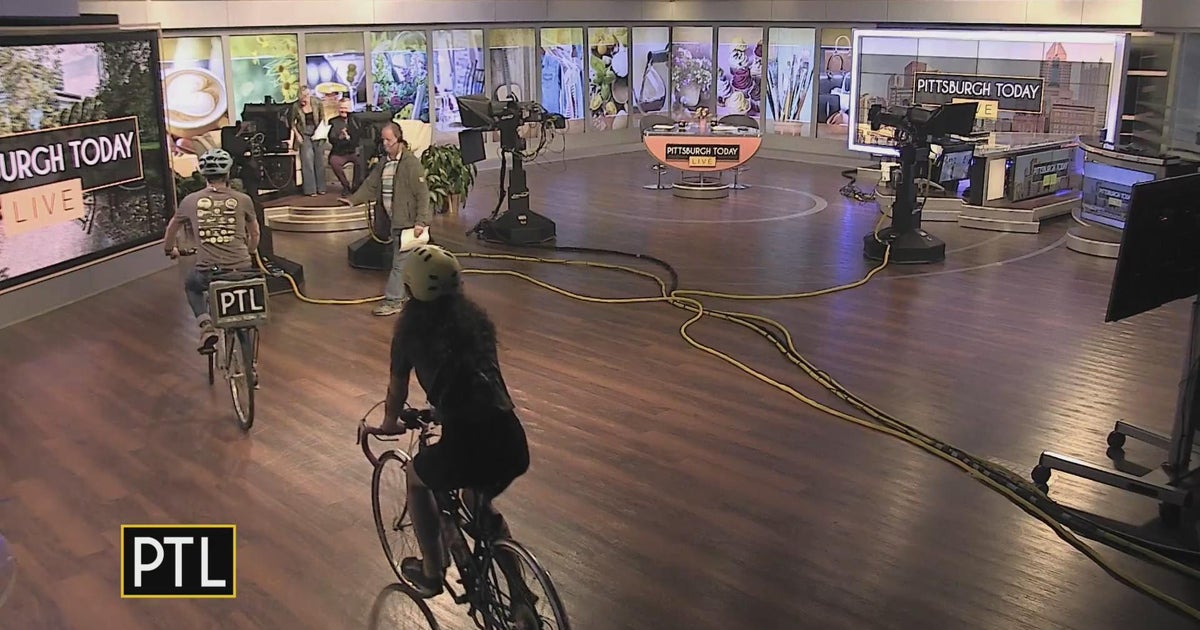 Boaz bikes Pittsburgh to the KDKA Studio - CBS Pittsburgh