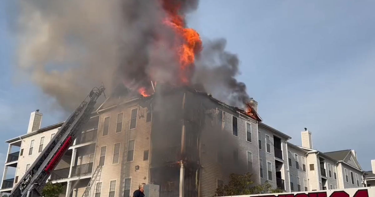 Firefighters battle 3-alarm fire at College Park apartment building - CBS Baltimore