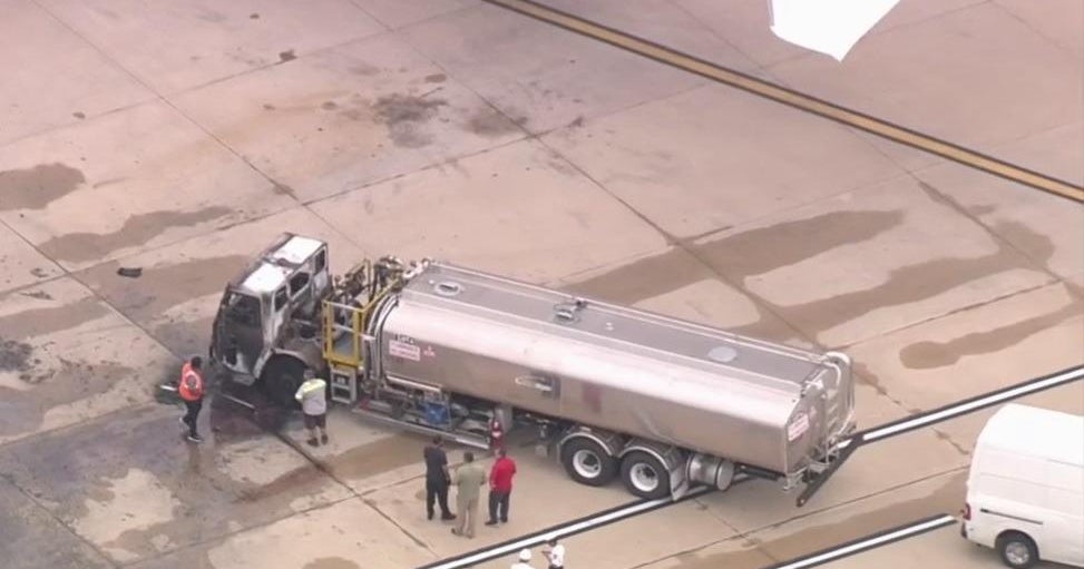 Fuel truck catches fire near Terminal A at PHL Airport - CBS Philadelphia