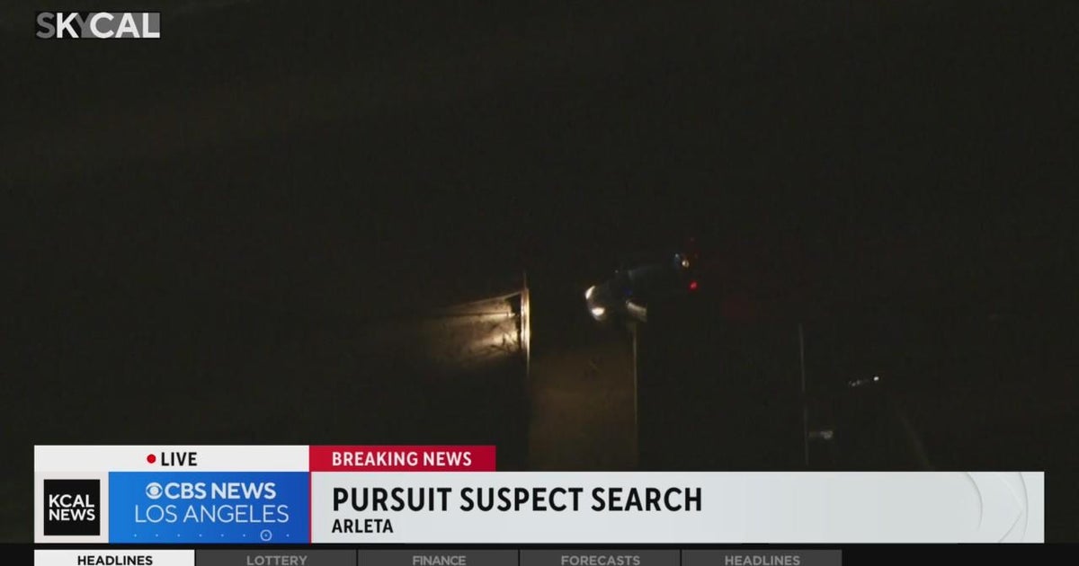Pursuit ends after suspect nearly crashes into Tujunga Wash - CBS Los ...