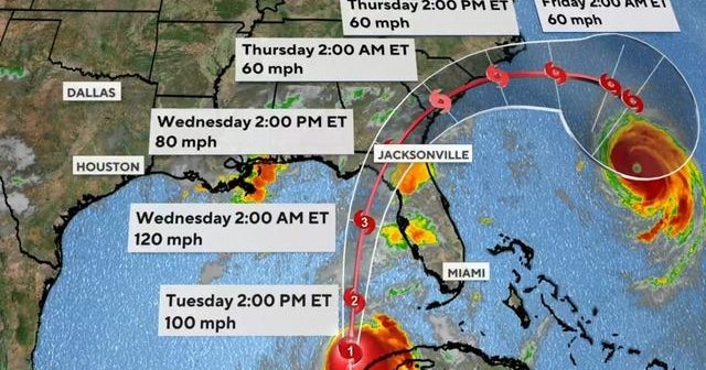 Idalia now a hurricane as it heads for Florida - CBS News