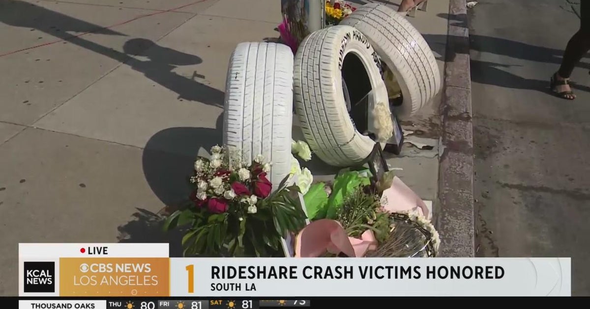 Memorial honoring three victims killed in a high-speed crash - CBS Los ...