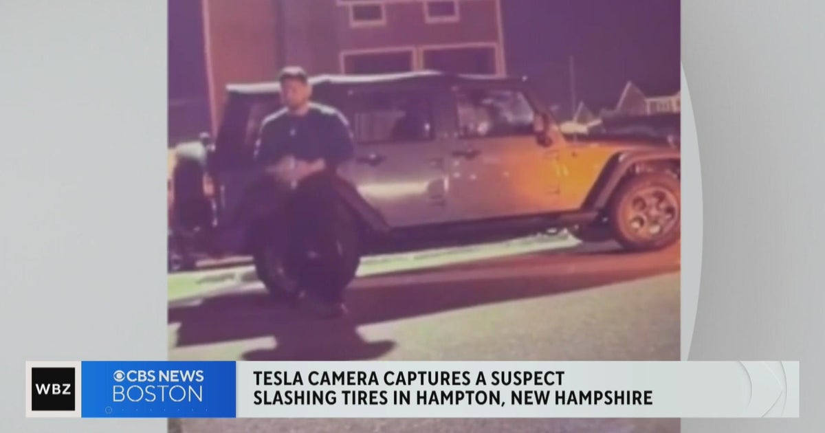 Tesla camera captures tire slashing suspect in New Hampshire - CBS Boston