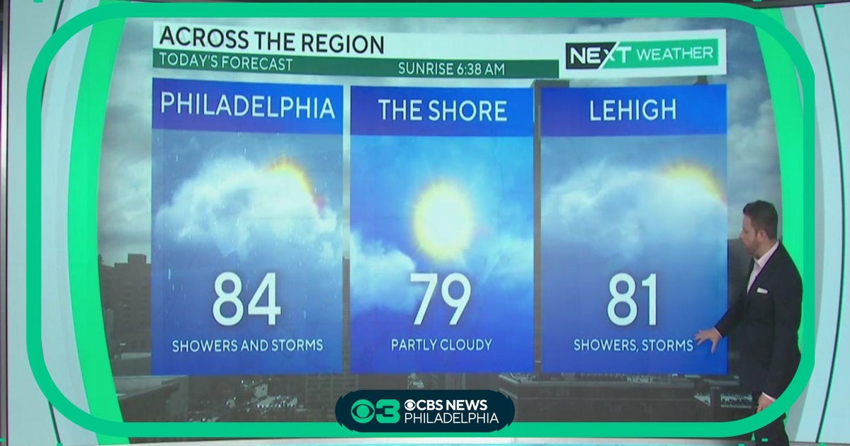 Philadelphia Weather: Scattered storms Monday - CBS Philadelphia