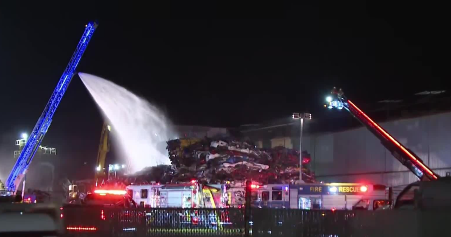 Crews battle scrap fire on Neville Island - CBS Pittsburgh