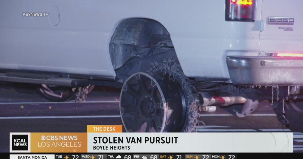 Tire ripped apart after pursuit ends in Boyle Heights - CBS Los Angeles