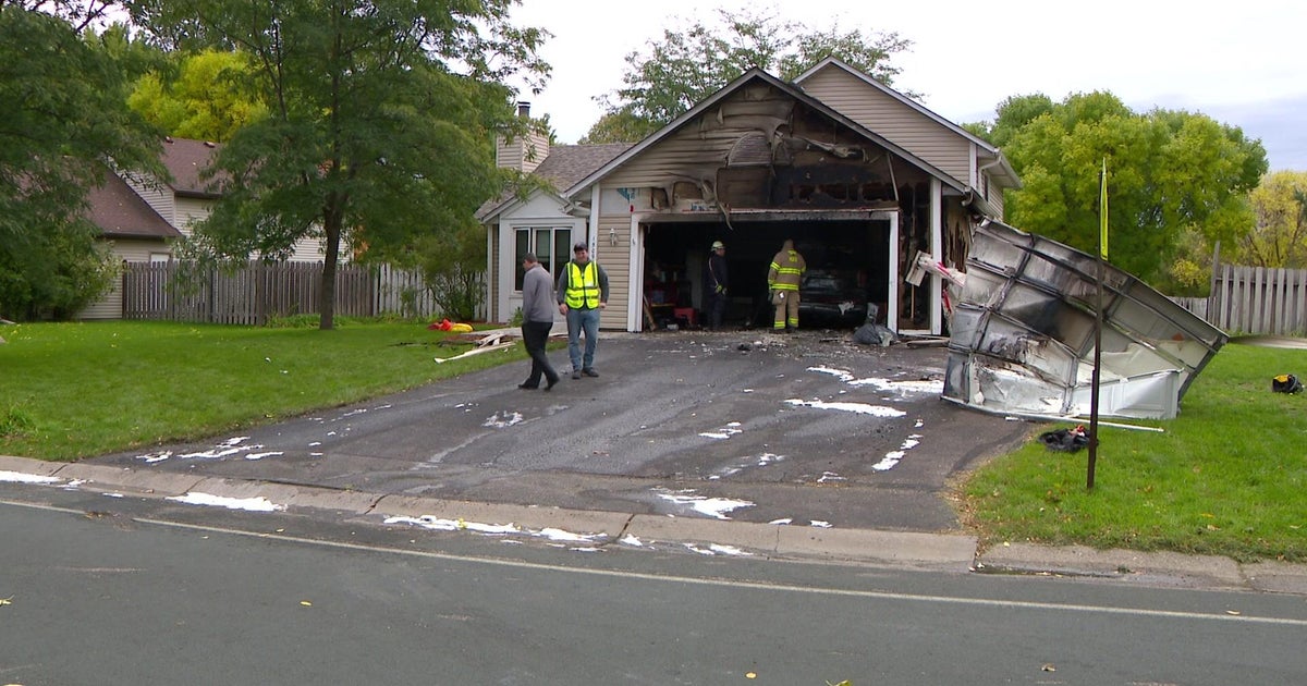 Driver crashes into Maple Grove home, starting fire - CBS Minnesota