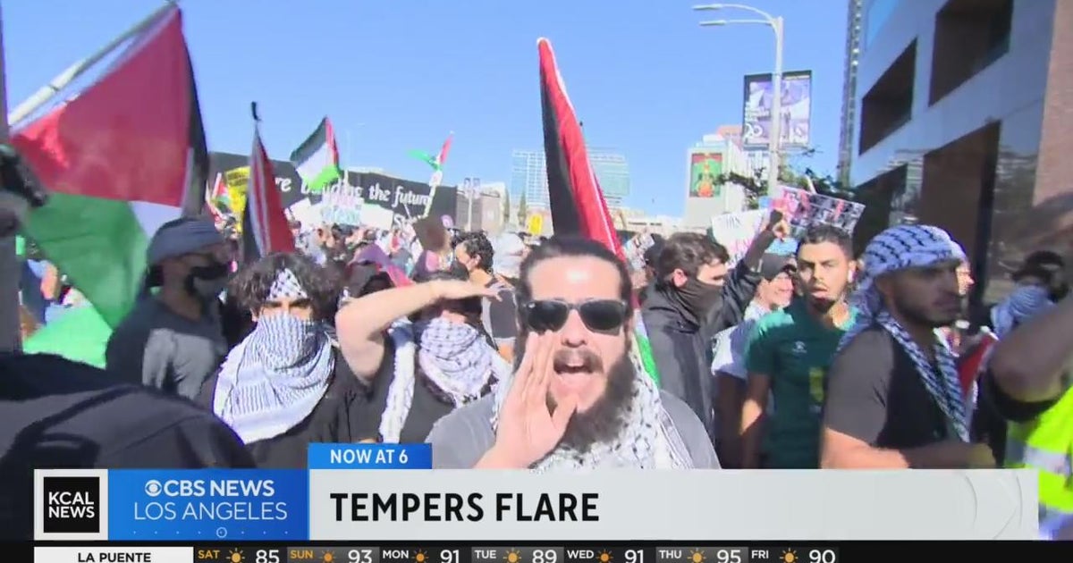 LAPD monitoring Palestinian rights demonstration in West LA - CBS Los ...