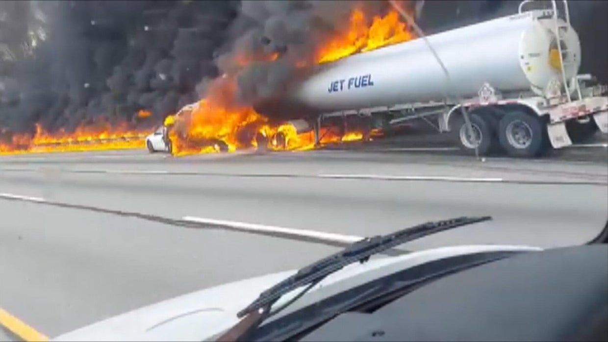 Cellphone video, images capture PA Turnpike tanker fire aftermath - CBS ...