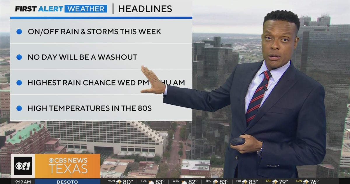 On & off storms in the forecast this week - CBS Texas