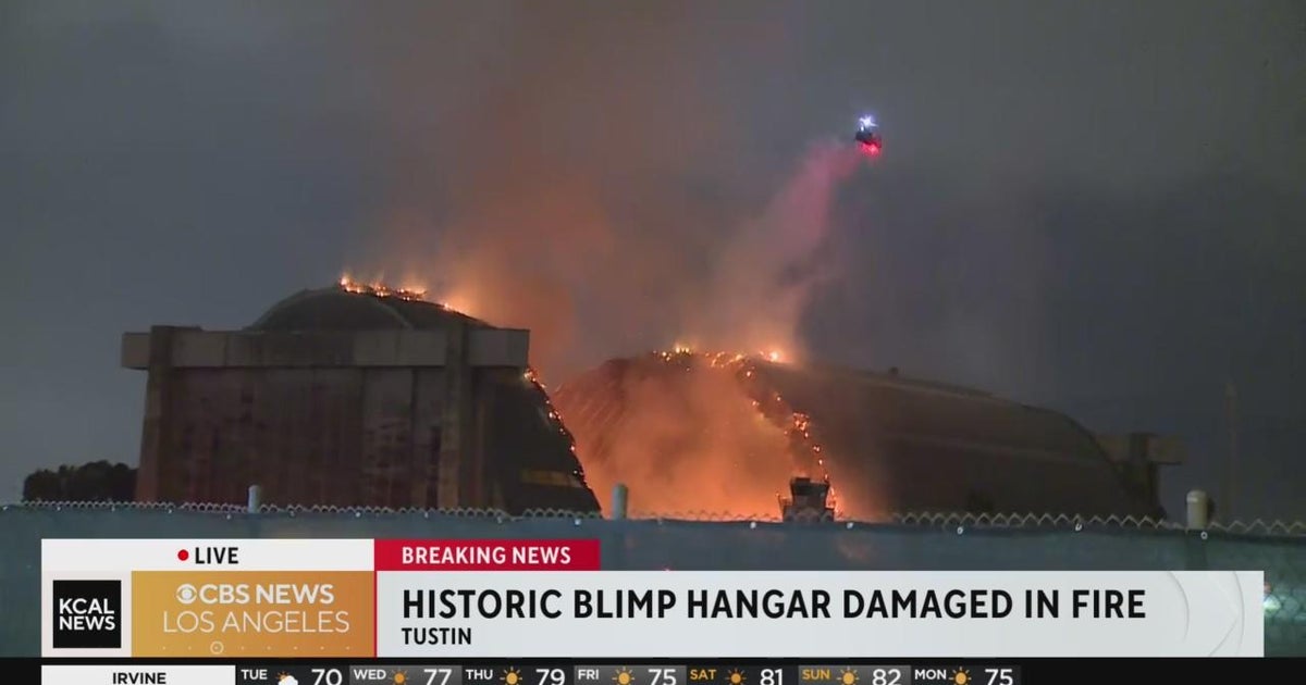 Massive fire at historic WWII blimp hangar in Tustin - CBS Los Angeles