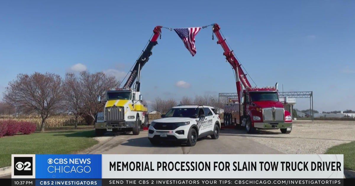 Memorial procession for slain tow truck driver - CBS Chicago