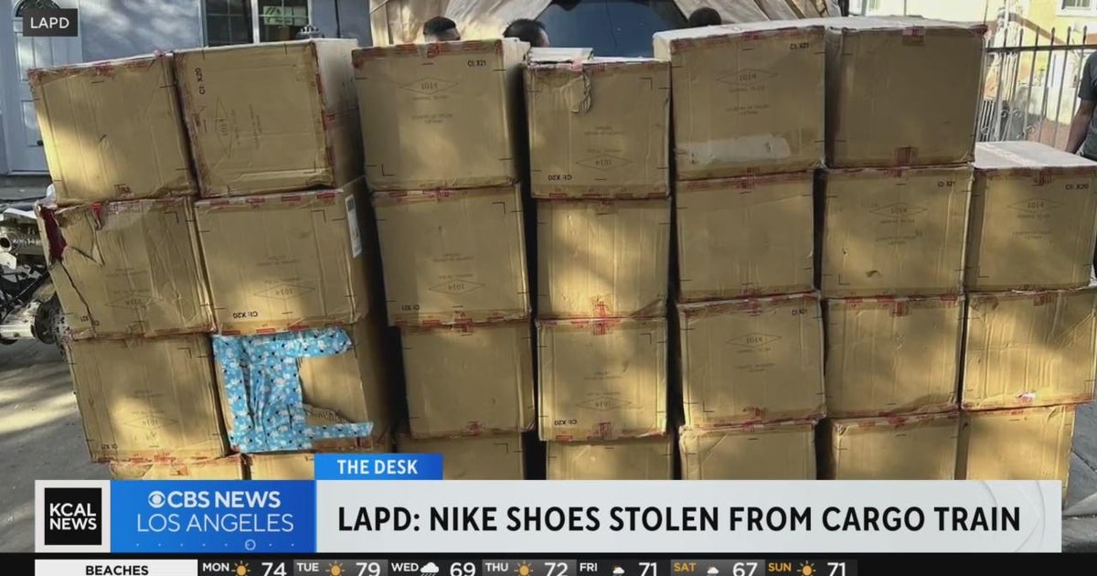 LAPD discovers stash of stolen shoes while serving search warrant - CBS ...