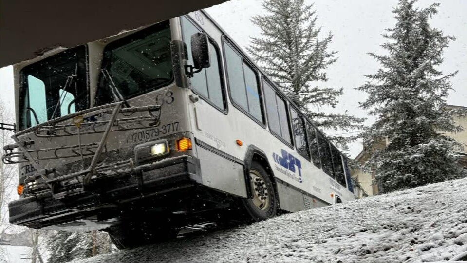 Slippery roads, icy conditions nearly causes bus to crash into office building in Steamboat ...