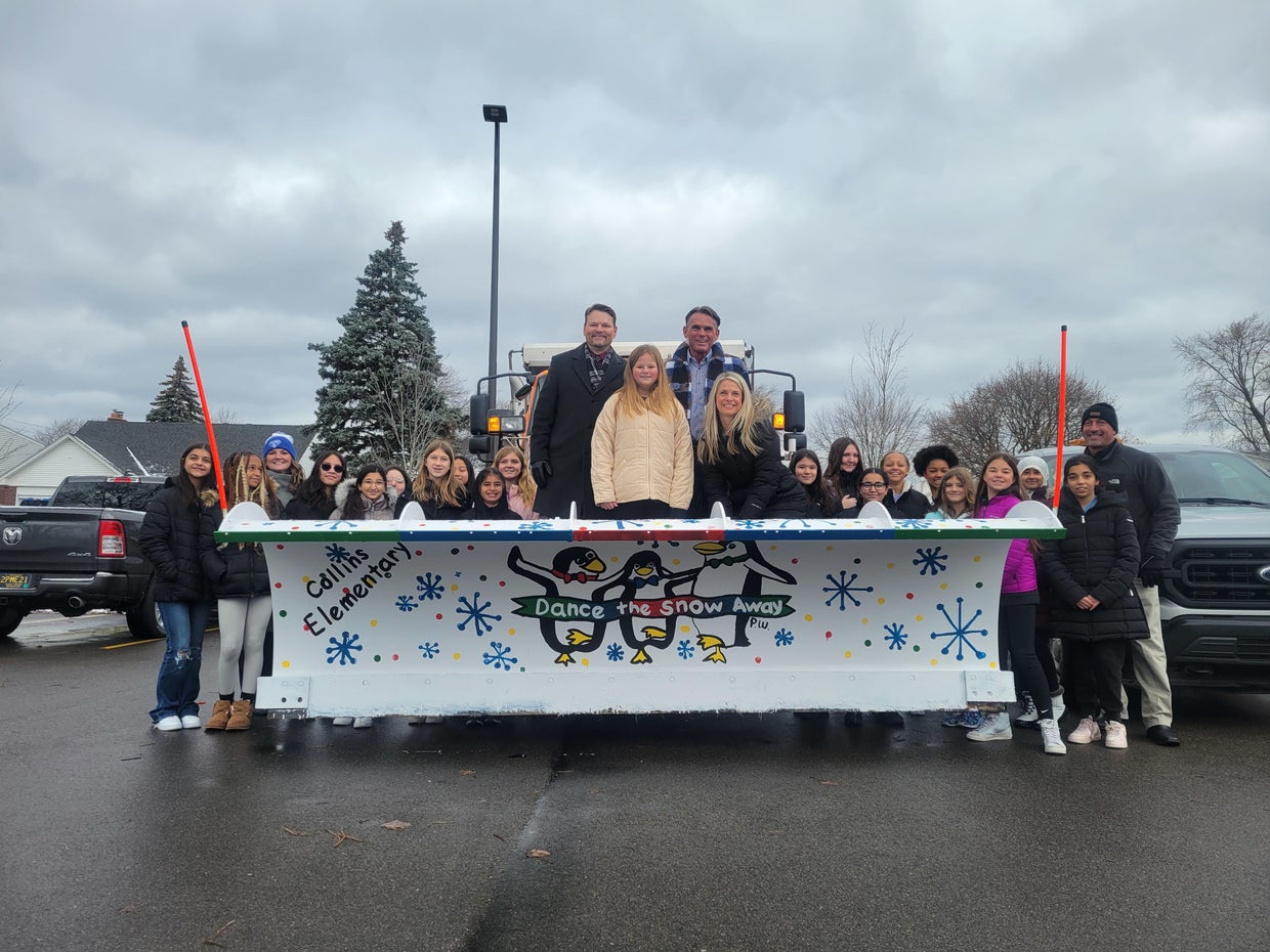 Macomb County partners with elementary school to paint snowplow - CBS ...