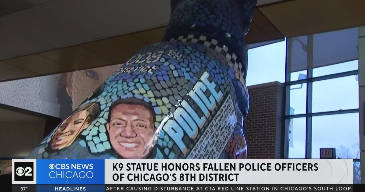K9 statue honors fallen police officers of Chicago's 8th District - CBS ...