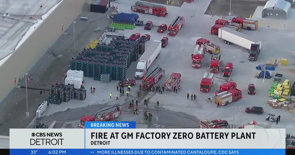 Crews respond to fire at GM Factory ZERO plant in Detroit - CBS Detroit