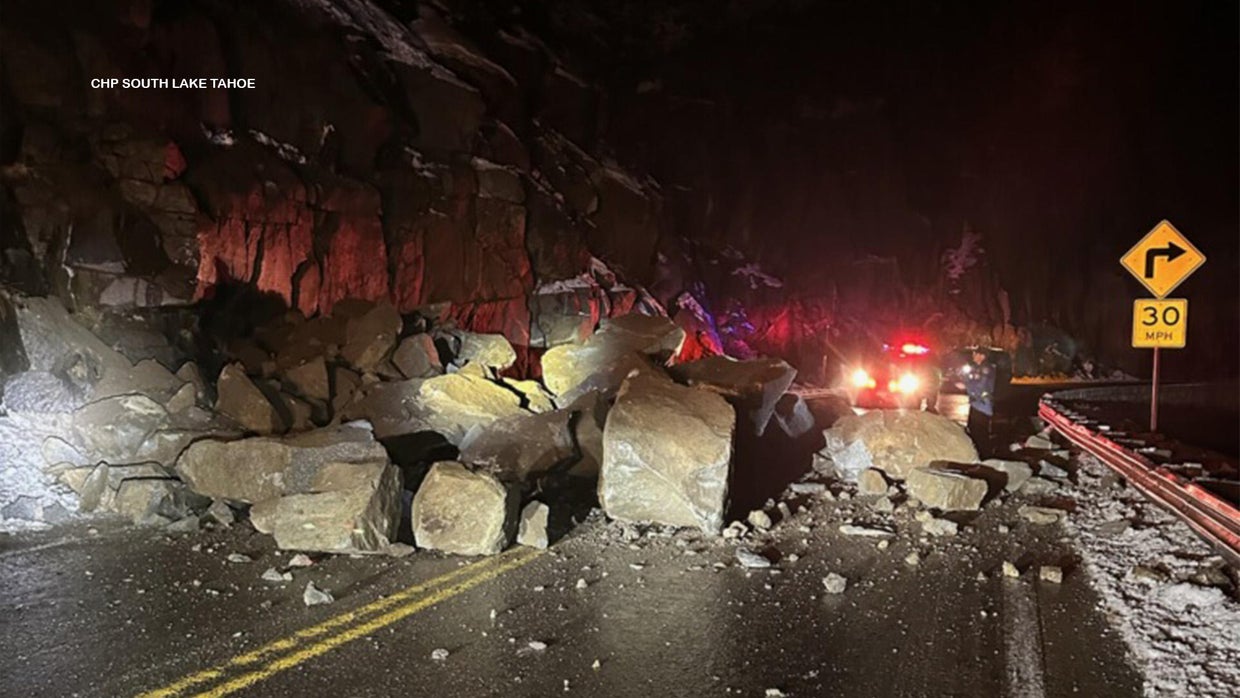 Highway 50 back open after large rockslide near Echo Summit; boulder ...