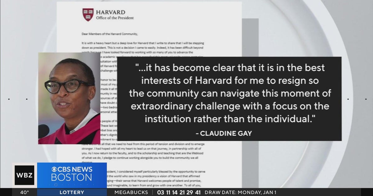 Mixed emotions at Harvard University after president resigns - CBS Boston