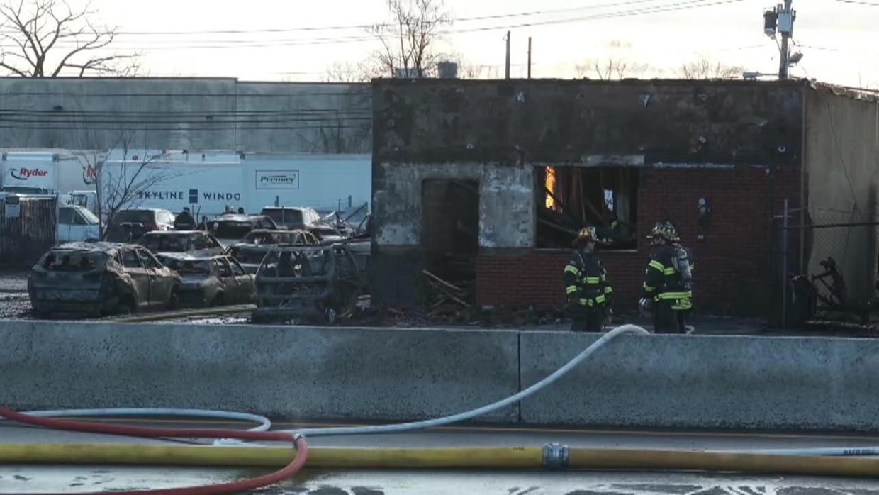 Gas truck overturns, explodes in Hasbrouck Heights, N.J., snarling Route 17 - CBS New York