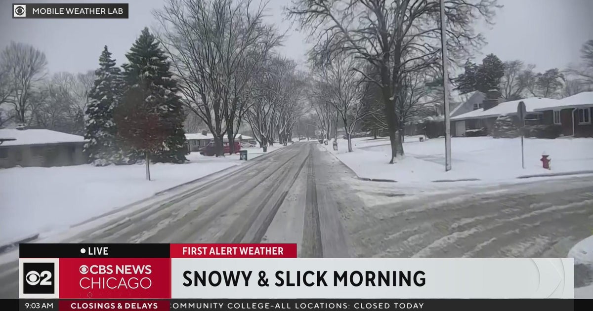 Snowy road conditions amid winter storm - CBS Chicago