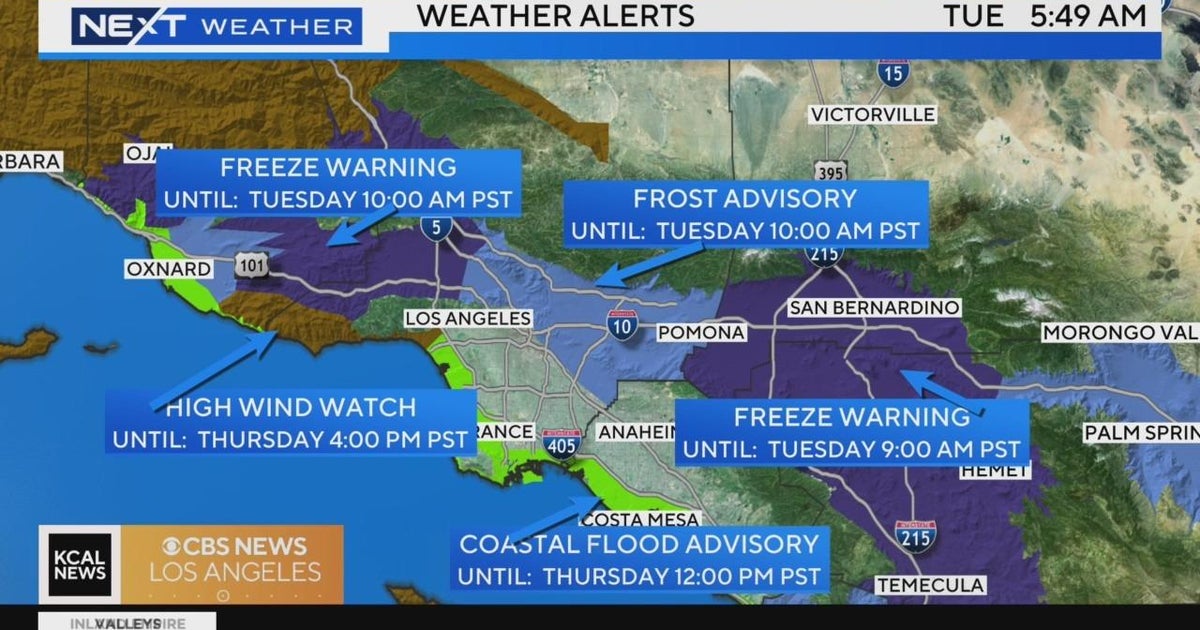 Freeze warning and advisory impacts SoCal residents - CBS Los Angeles