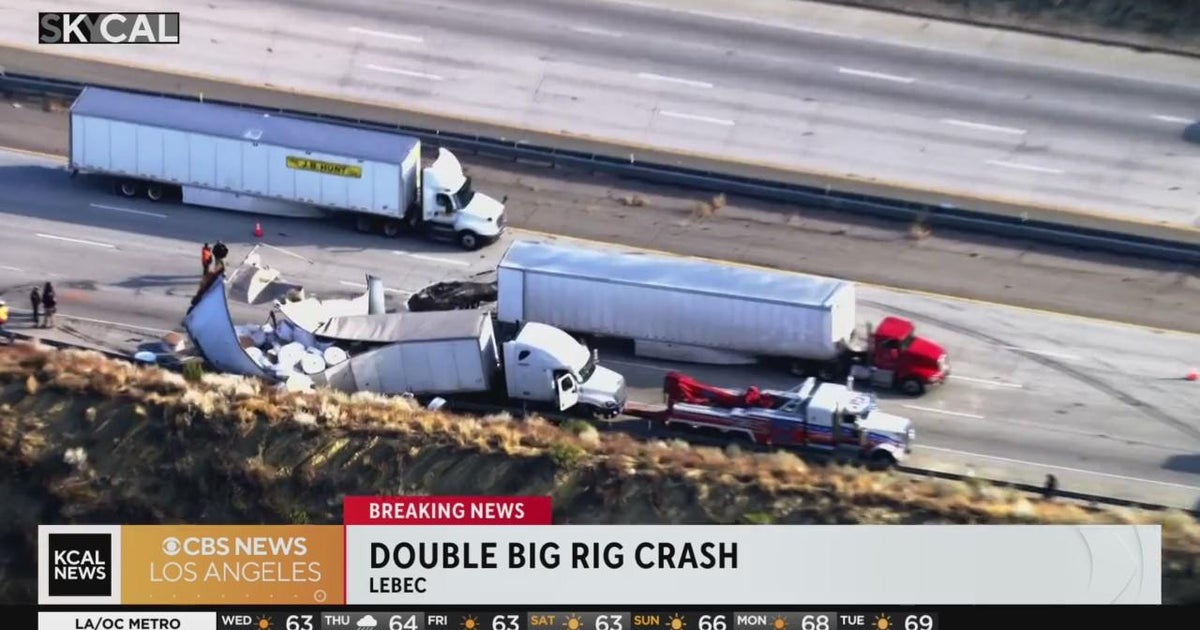 Traffic delays on the 5 Freeway after 2 semi-trucks crash in Lebec - CBS Los Angeles