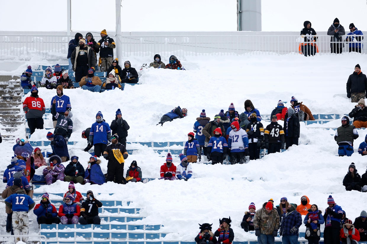 PHOTOS: Field clear, seats full of snow as fans pack Highmark Stadium ...