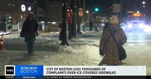 City of Boston logs thousands of complaints over icy sidewalks - CBS Boston