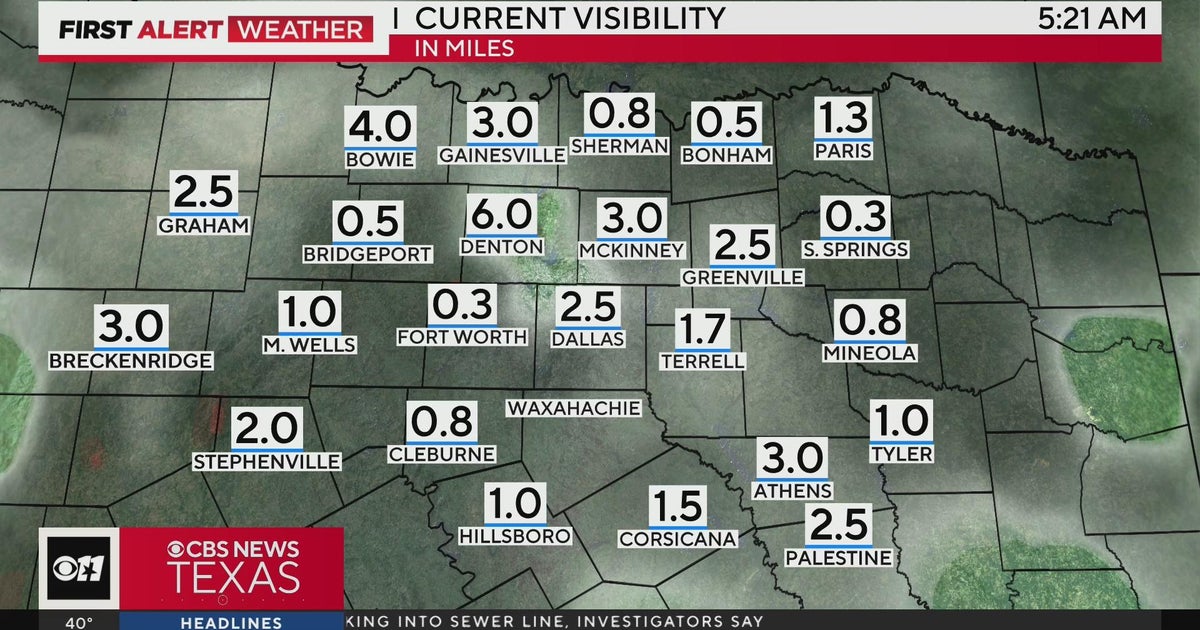 Dense fog causes low visibility on the roads Tuesday AM - CBS Texas