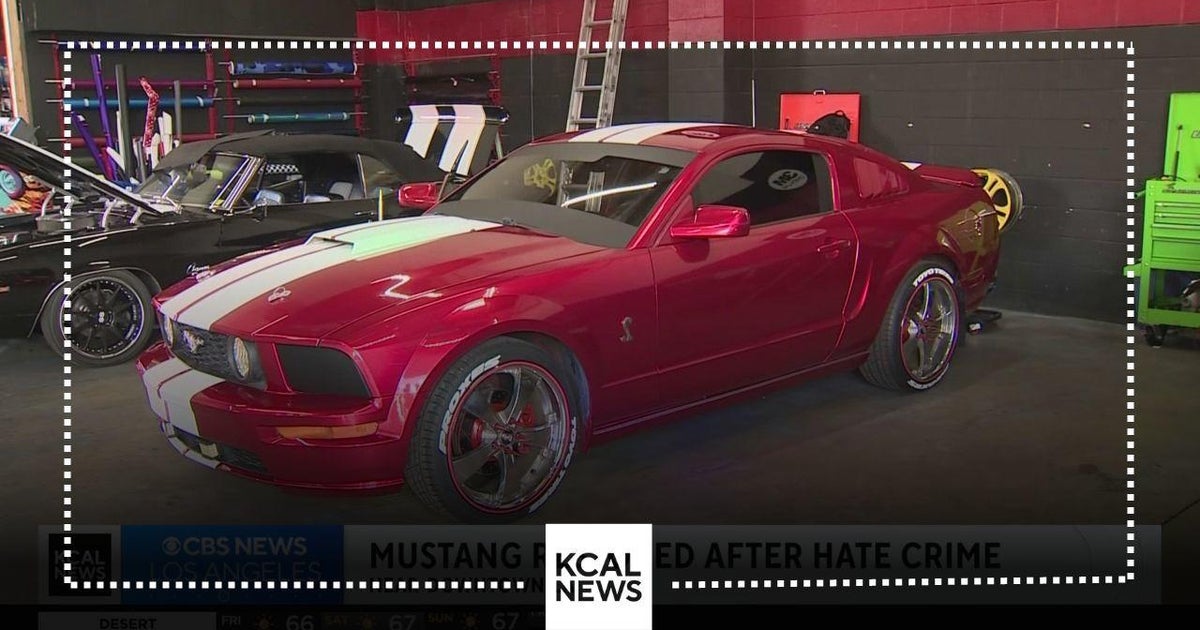 Car vandalized by hate speech returned to former glory - CBS Los Angeles